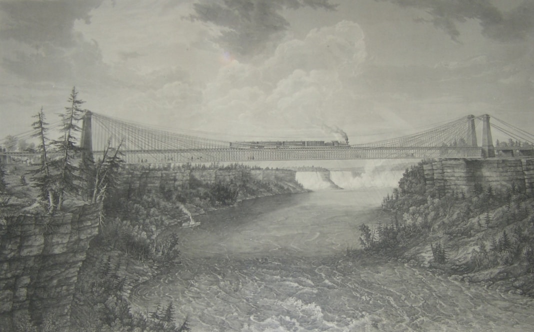 Exploring Photos: Great International Railway Suspension Bridge, 1859
